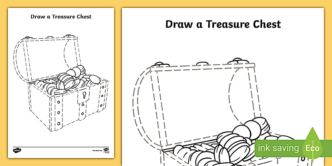 EYFS Draw a Treasure Chest Pencil Control Activity | Twinkl