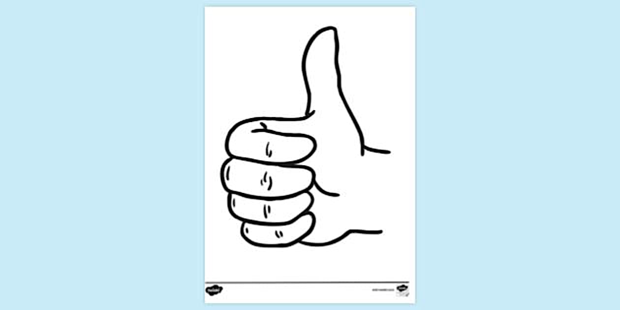 Hand with Thumb Up and 4 Fingers Closed Colouring Sheet
