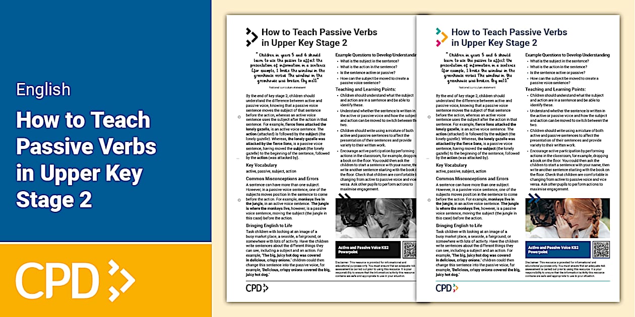 How to Teach Passive Verbs in Upper Key Stage 2 - Twinkl