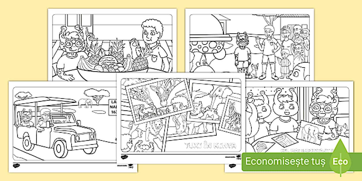 Tuxi în Kenya – Pagini de colorat