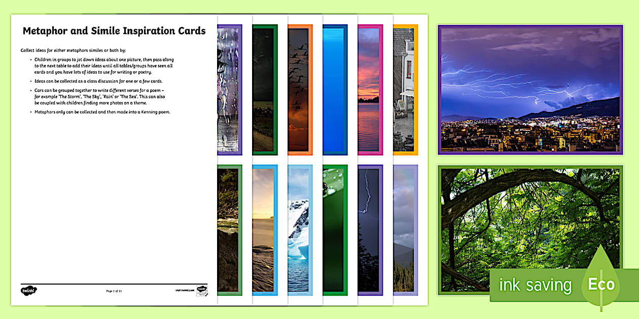 Metaphor and Simile Pictures Inspiration Cards - Twinkl