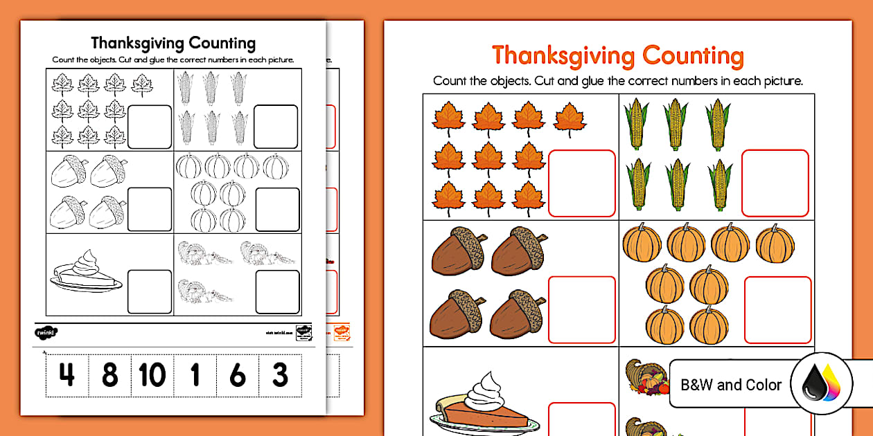 Thanksgiving Counting Worksheet | Resource | Twinkl USA