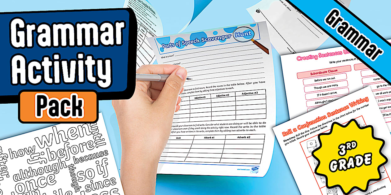 Third Grade Grammar Activity Pack I Parts of Speech I ELA