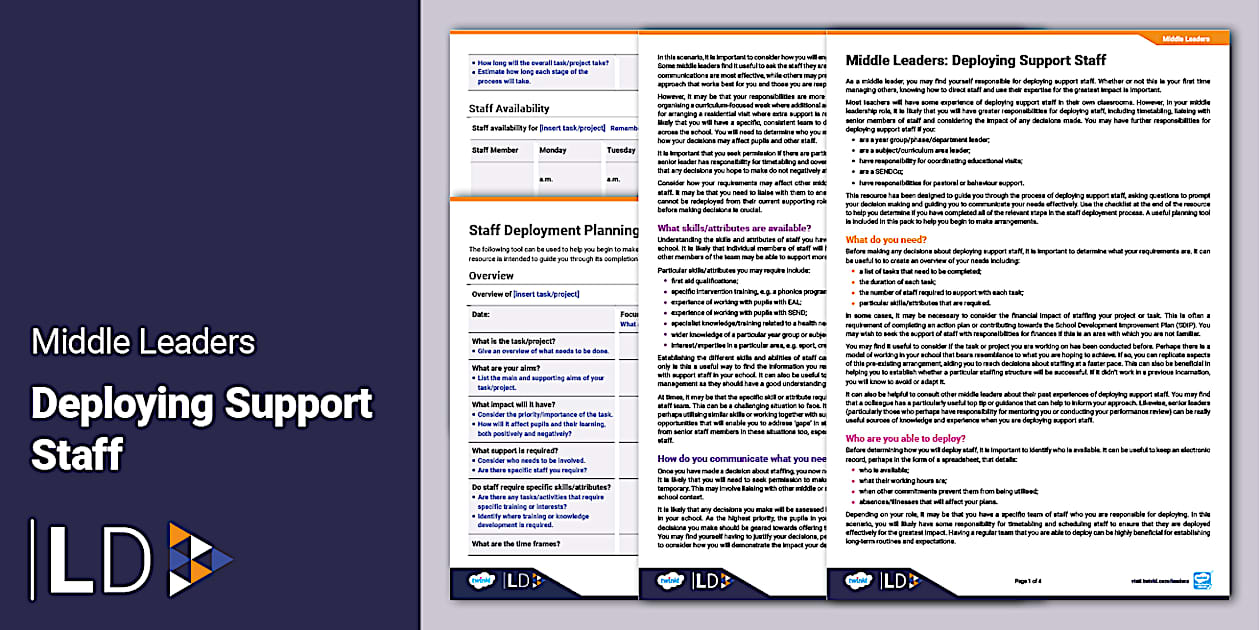 Middle Leaders: Deploying Support Staff (teacher made)