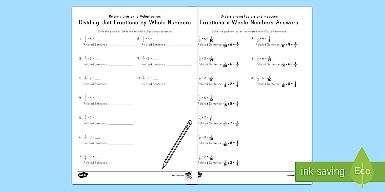 Relating Division of Fractions to Multiplication Worksheet / Worksheet