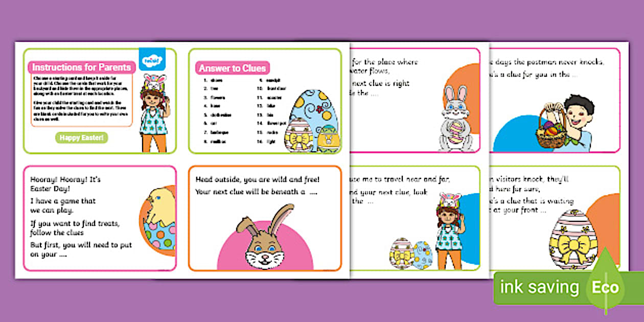 Outdoor Easter Egg Hunt Clues | Fun Easter egg hunt rhymes!