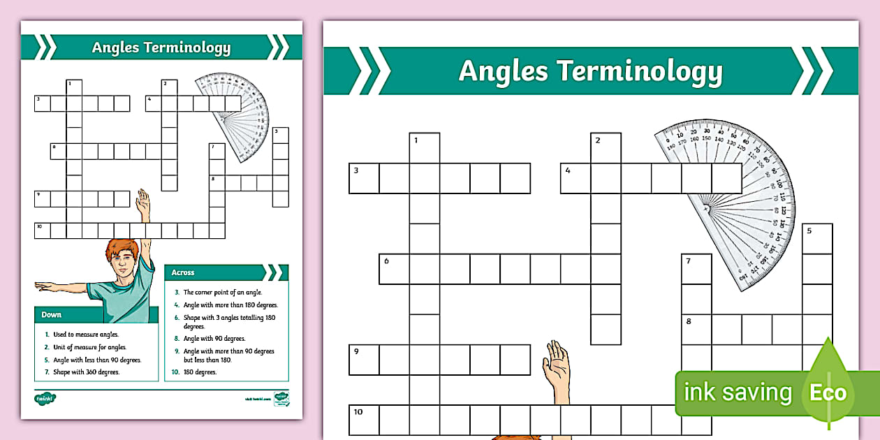 Angles Terminology Crossword (Teacher-Made) - Twinkl