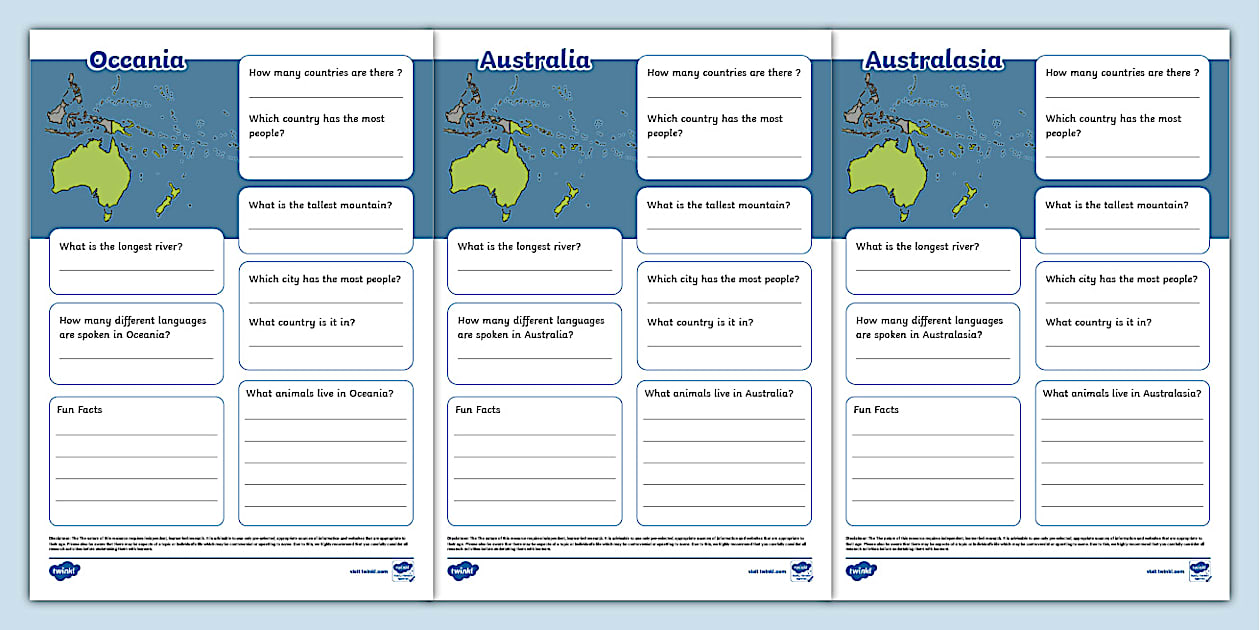 Oceania Fact File Template - Twinkl Templates (teacher made)