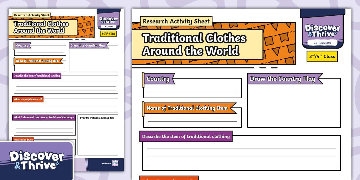 Traditional Clothes Around the World Research Sheet - Twinkl