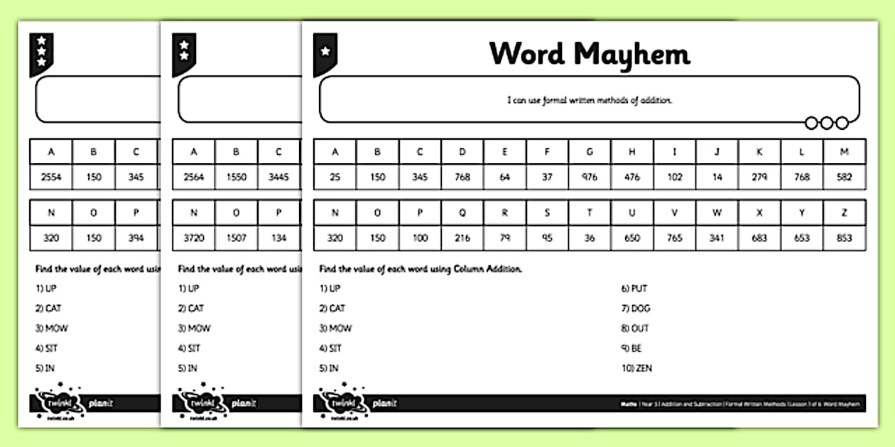 Editable Year 5 Word Mayhem Worksheet (teacher made)
