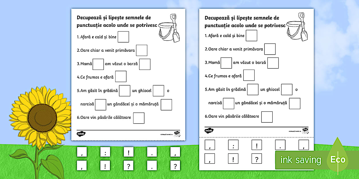 Vara printre semne de punctuație - Decupează și lipește