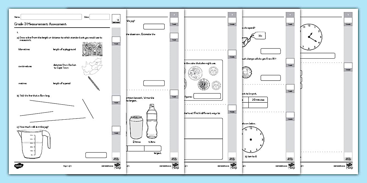 Grade 3: Measurement Assessment (teacher made) - Twinkl