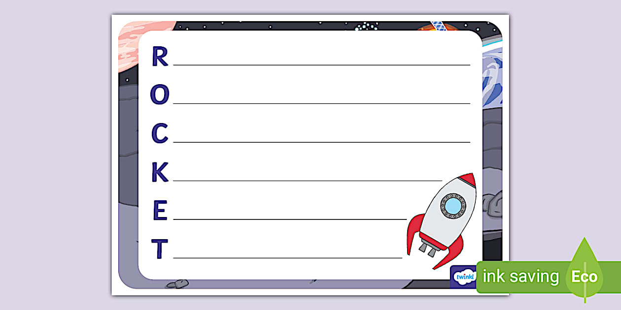 Rocket Acrostic Poem Template (teacher made) - Twinkl