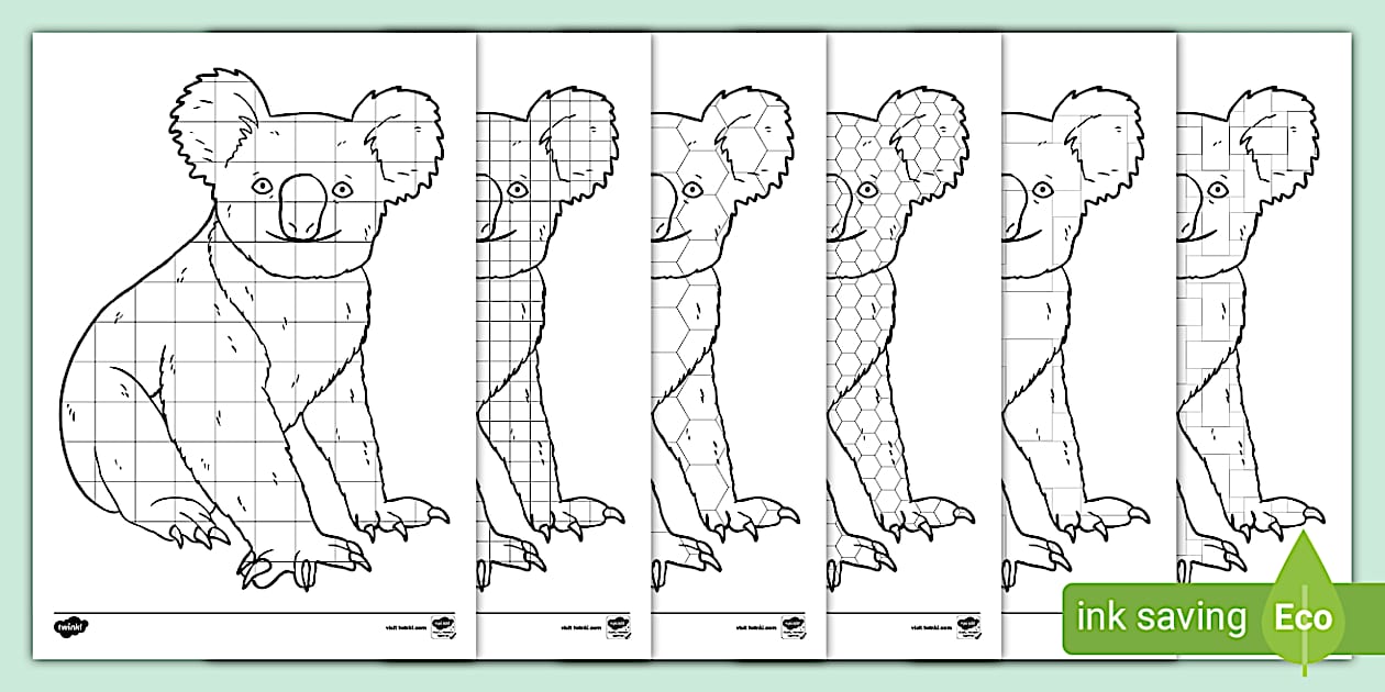 Koala Mosaic Pattern Colouring Pages (teacher made) - Twinkl