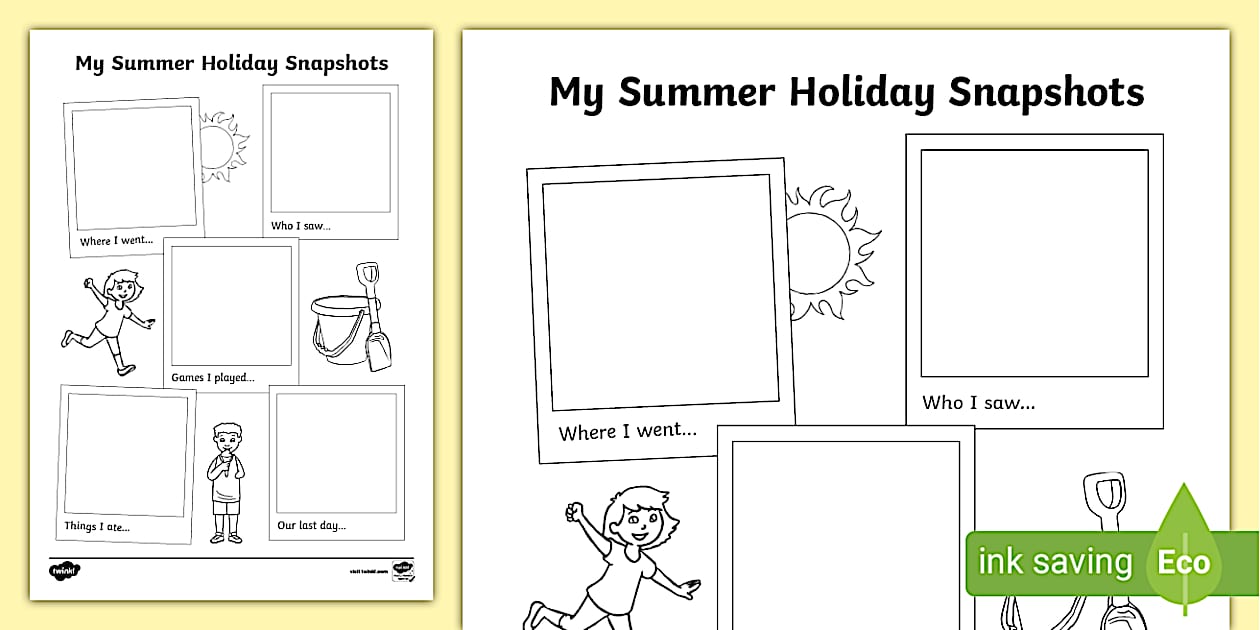 Editable Summer Holiday Snapshots Writing Frame - Twinkl