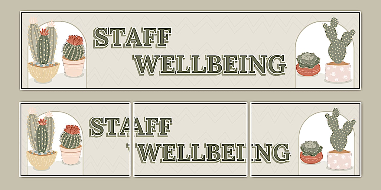 Succulents-Themed Staff Wellbeing Display Banner - Twinkl