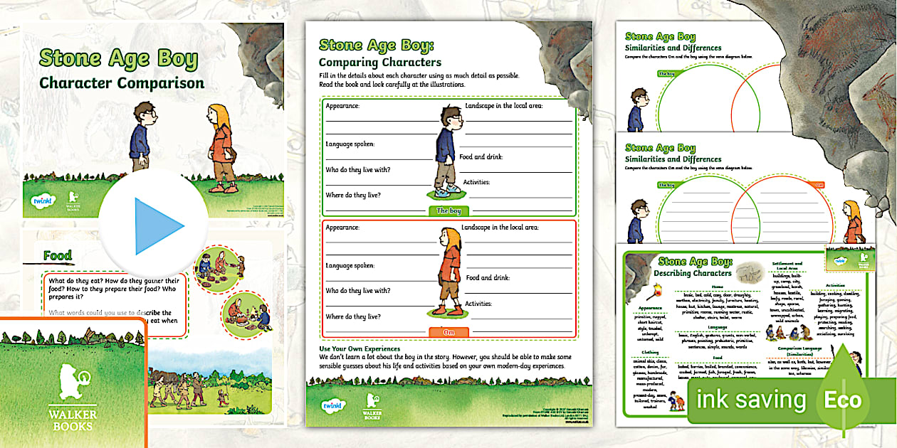 FREE! - Stone Age Boy Characters Activity Pack | Twinkl Resources