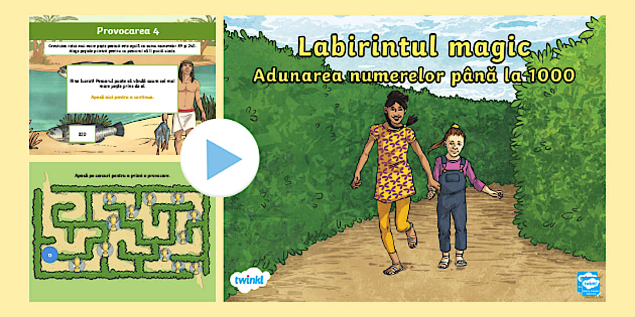 Labirintul magic: Adunarea numerelor până la 1000 – PowerPoint interactiv