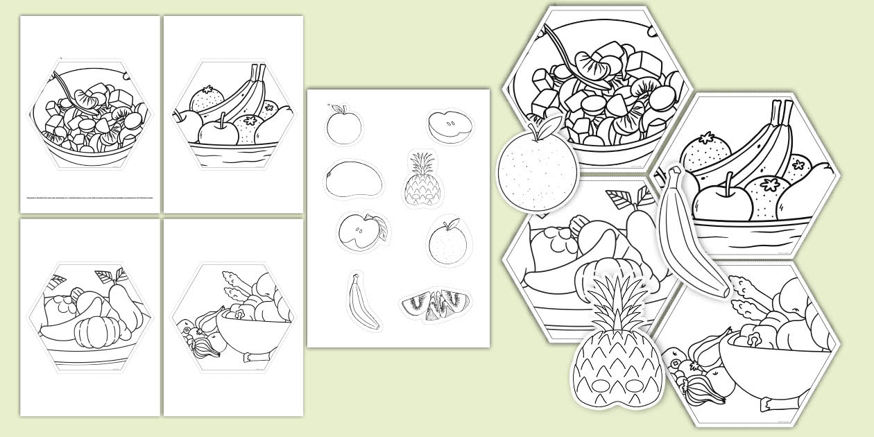 * NEW * Hexagones à colorier : Les fruits (teacher made)