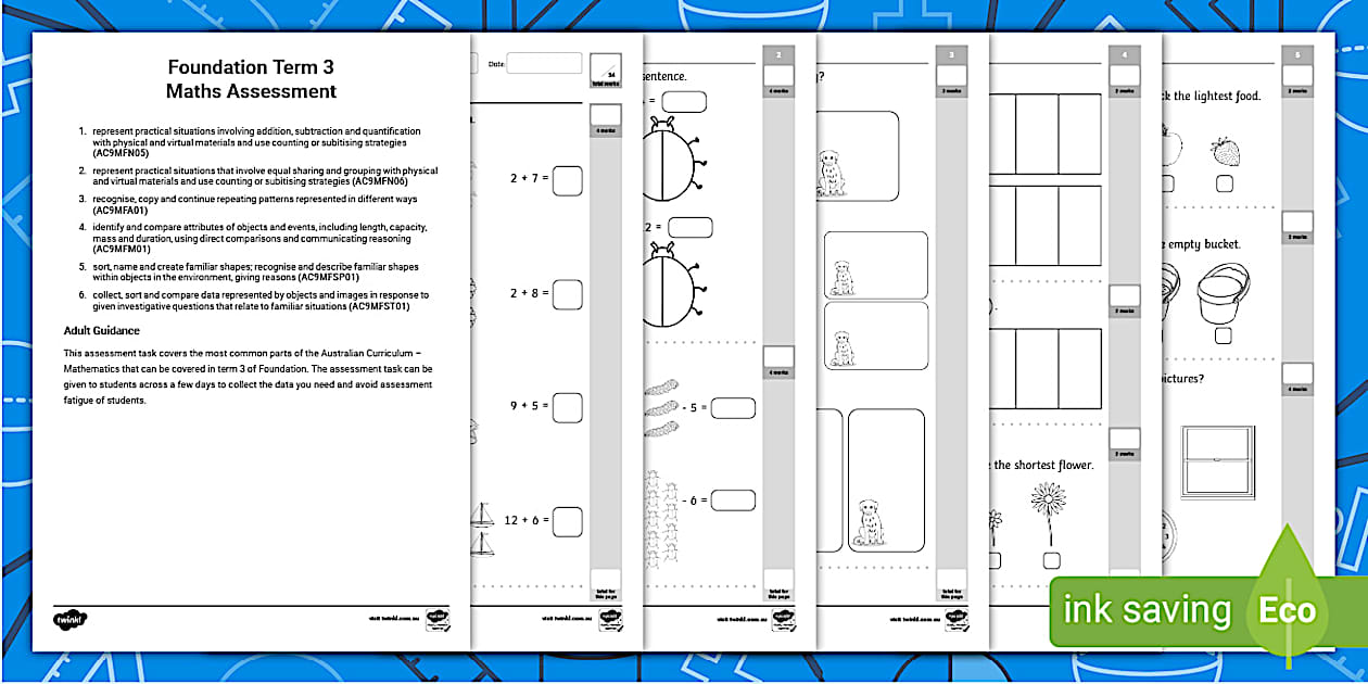 Foundation Term 3 Maths Assessment (teacher made) - Twinkl