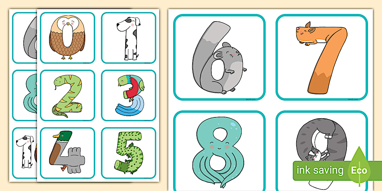 Editable Animal Number Square Peg Labels (teacher made)