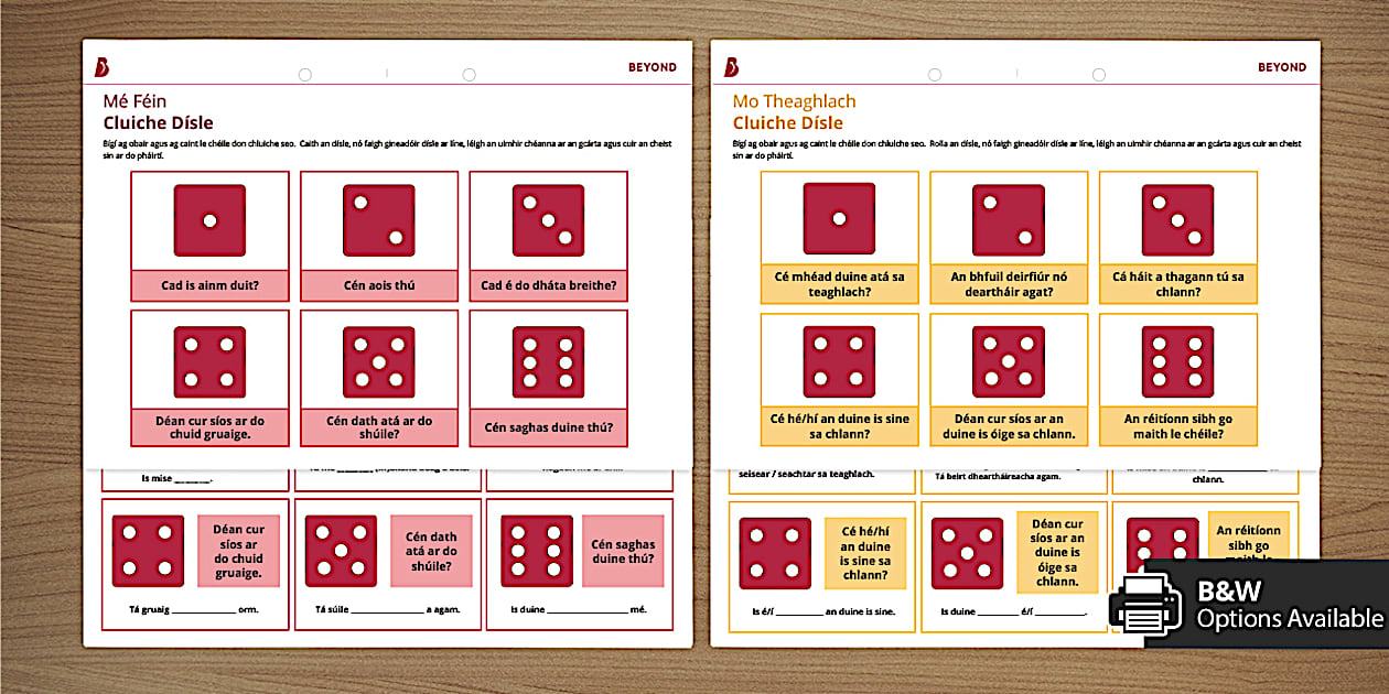 Mé Féin agus Mo Theaghlach - Cluiche Dísle (Teacher-Made)