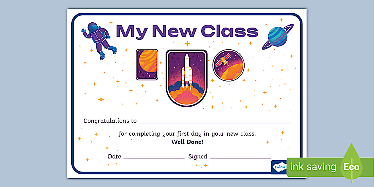 Space-Themed My New Class Certificates (teacher made)