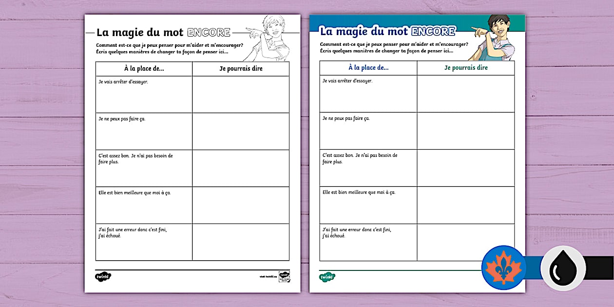 The magic of yet changing my words worksheet French - Twinkl
