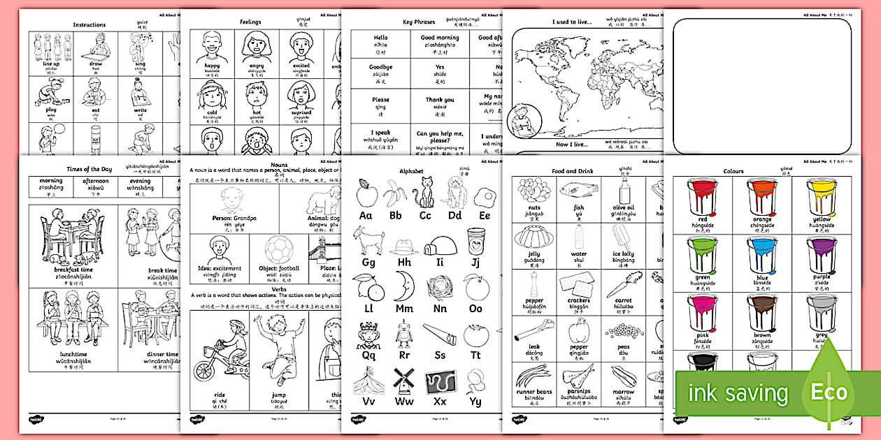 English New Starter Welcome Activity Booklet English/Mandarin Chinese ...