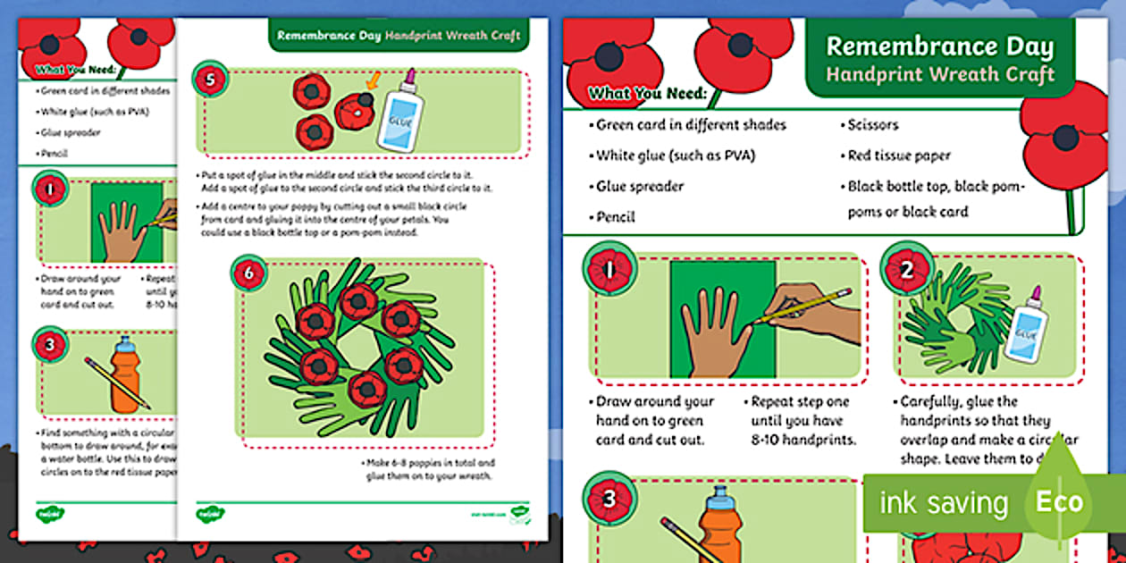 Remembrance Day Handprint Wreath Craft Instructions - Twinkl