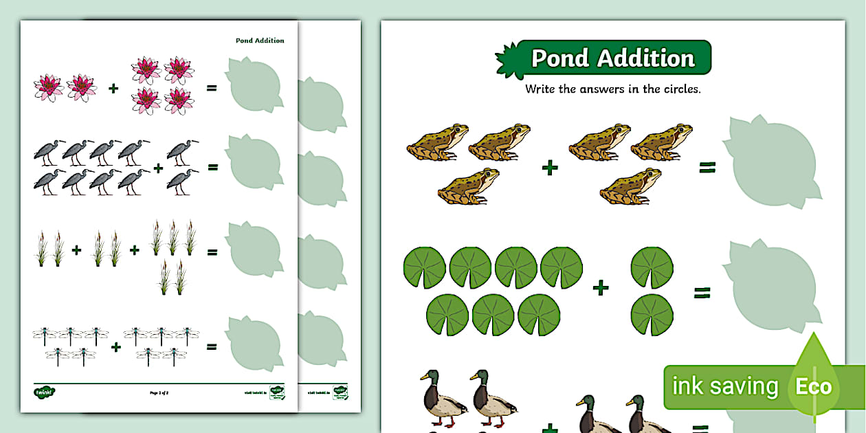 Pond Addition Activity Sheet (teacher made) - Twinkl