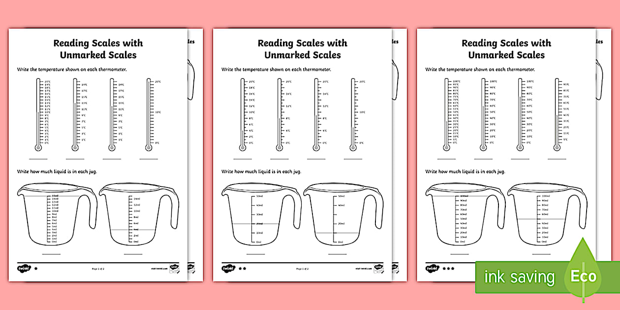 Editable Read Scales with Unmarked Divisions Differentiated Worksheets