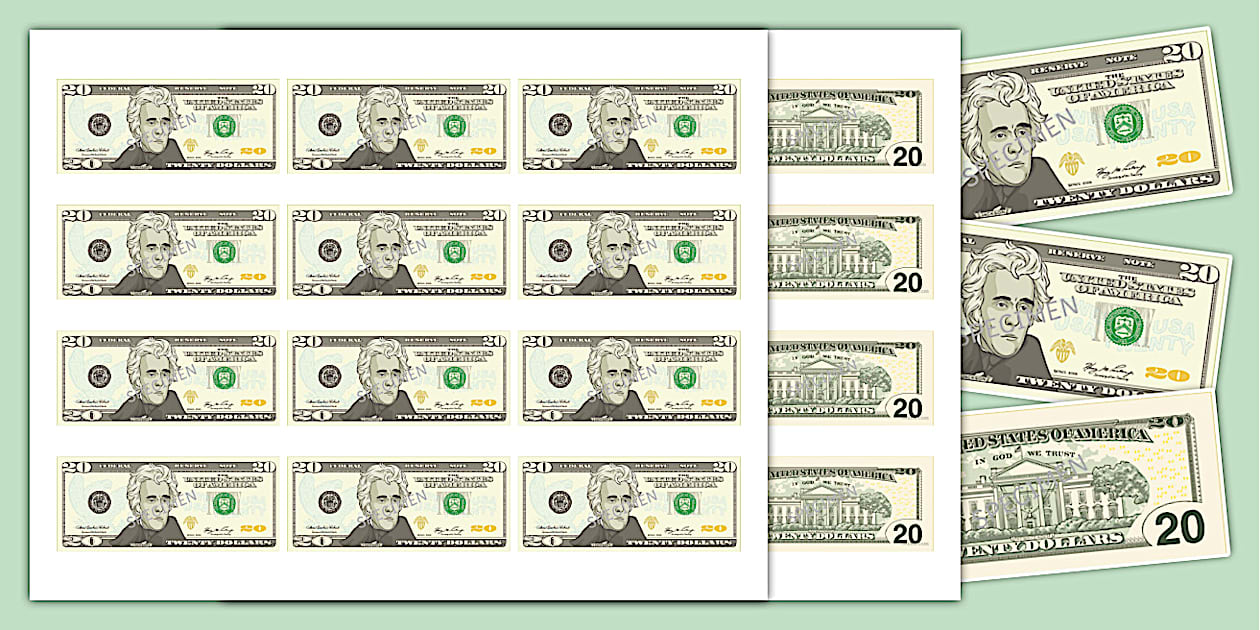 20 Dollar Bill Printable Resource for Kids | Twinkl USA