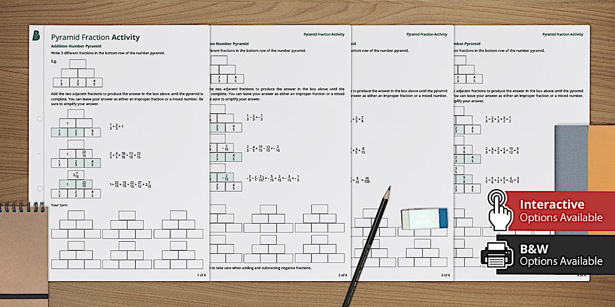 Pyramid Fraction Activity (teacher made) - Twinkl
