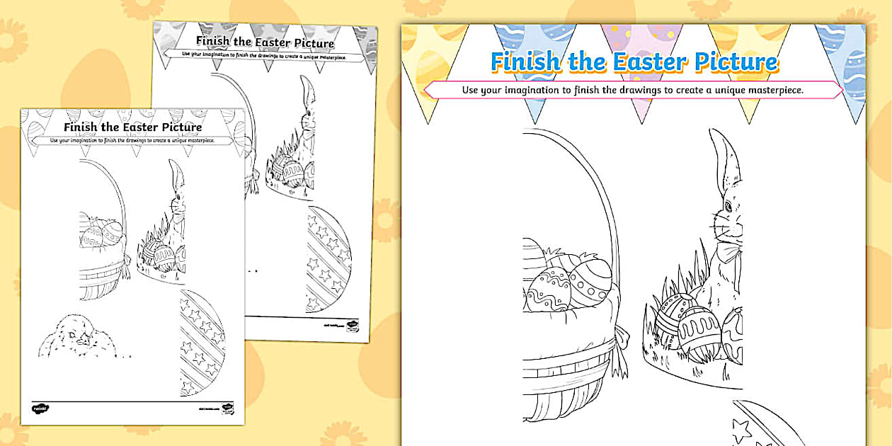KS2 Finish the Easter Picture Worksheet - Twinkl