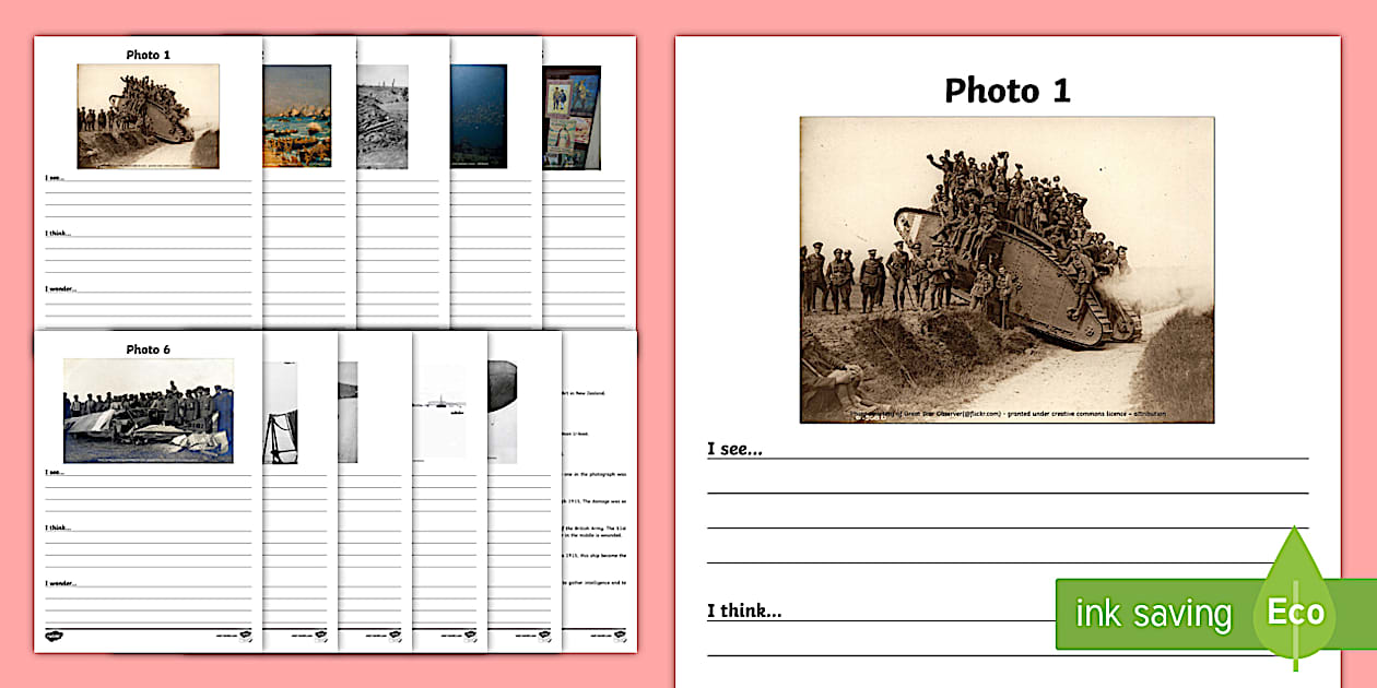 First-World-War-Themed I See, I Think, I Wonder Writing Worksheet ...