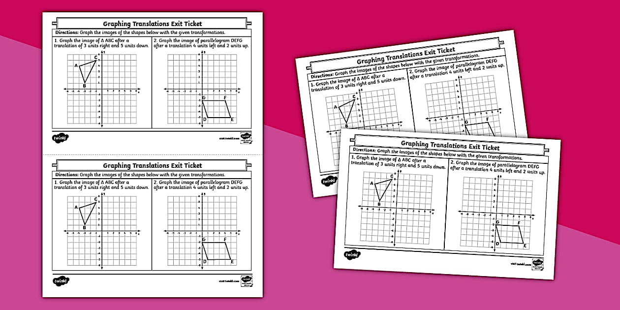 Eighth Grade Graphing Translations Exit Ticket - Twinkl