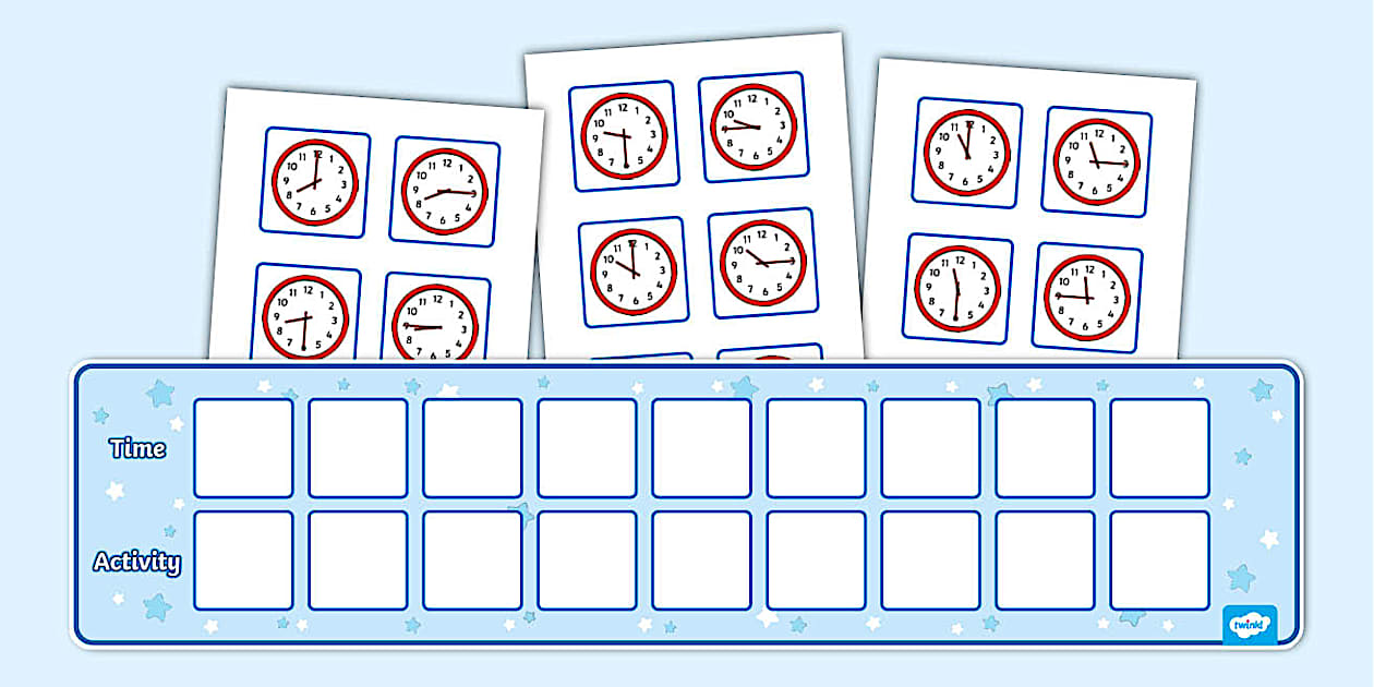 Visual Timetable Display With Clocks (teacher made) - Twinkl