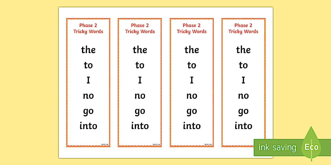Middle East Phase 2 Tricky Words Bookmarks (teacher made)