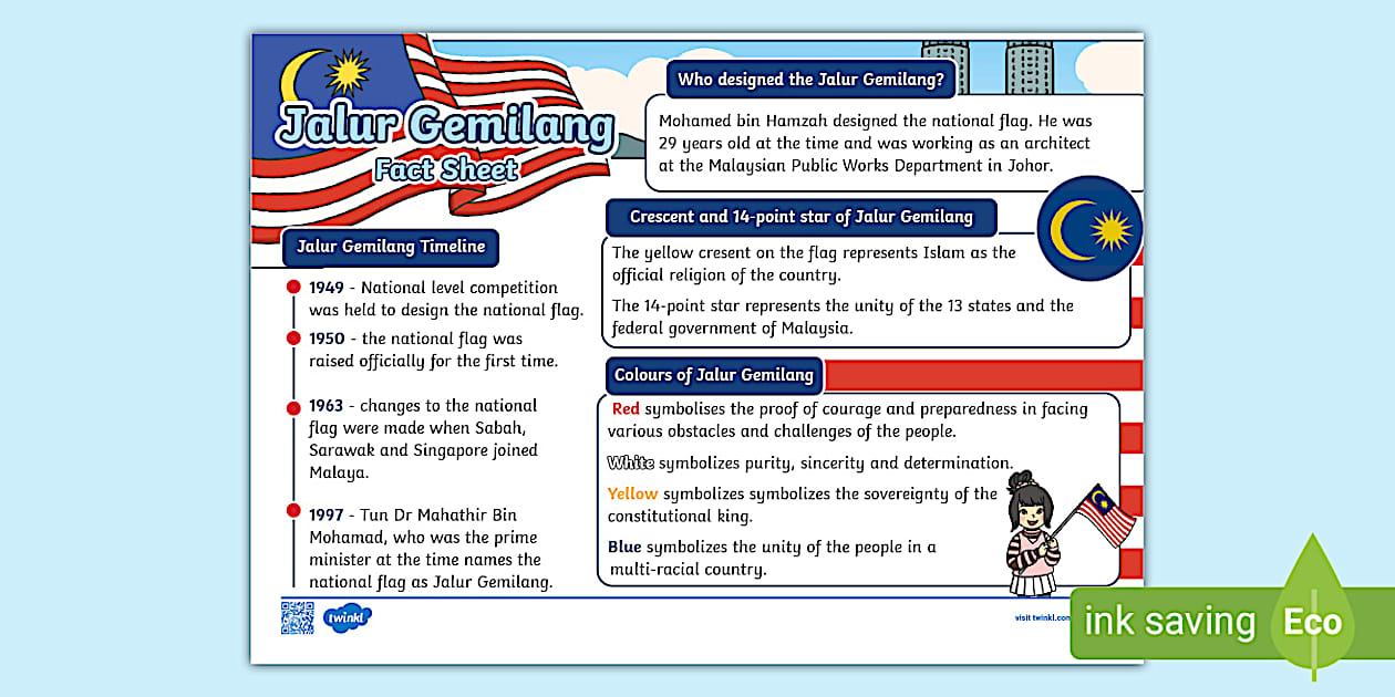 Malaysia Day: Jalur Gemilang Fact Sheet (teacher made)