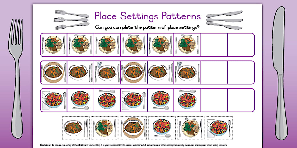 Grade R Place Settings Patterns (teacher made) - Twinkl