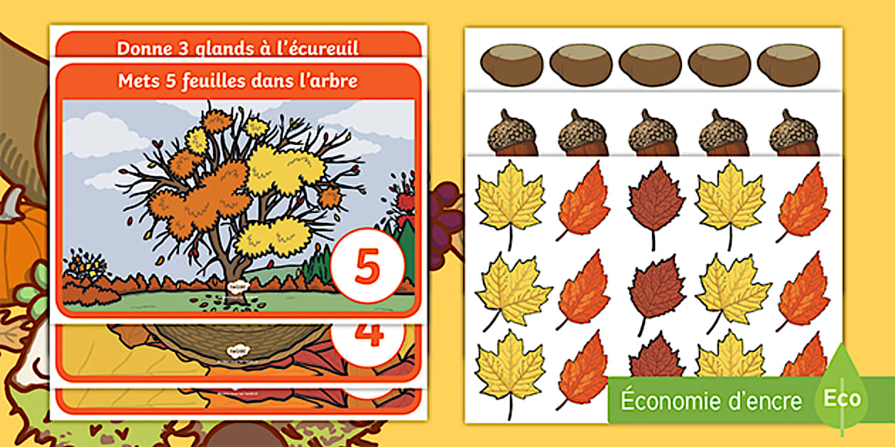 Activité pour compter sur le thème de l'automne