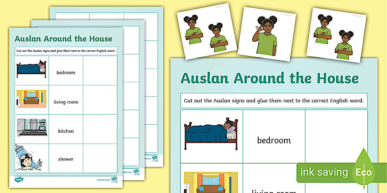 Auslan Around the House Cut and Paste (teacher made)