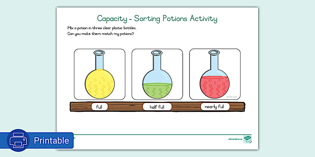 Grade R Capacity Sorting Potions Activity (Teacher-Made)