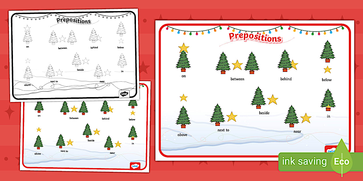 Christmas Prepositions Word Mat
