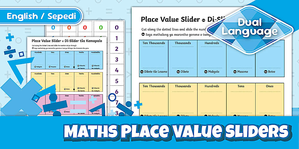 Grade 4 Maths - Place Value Sliders - Sepedi/English