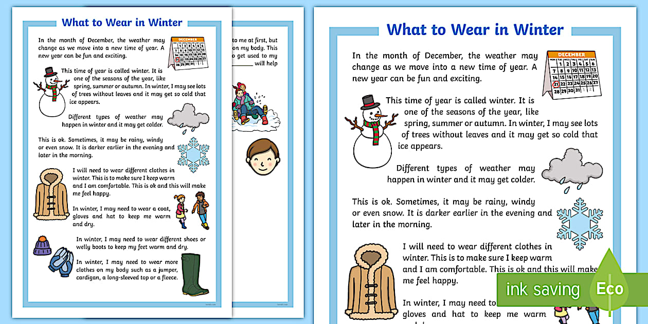 What to Wear in Winter Social Situation (teacher made)