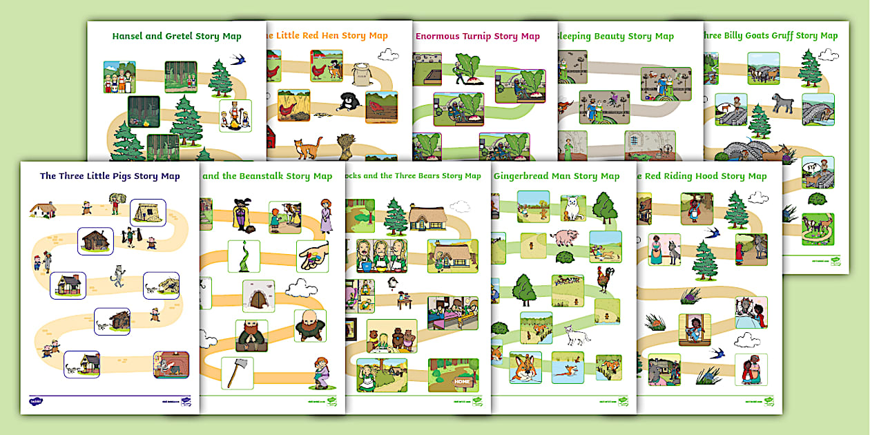 Fairy Tales Completed Story Map Pack (teacher made) - Twinkl