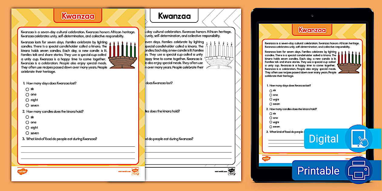 2nd Grade Kwanzaa Reading Comprehension Task | Twinkl USA