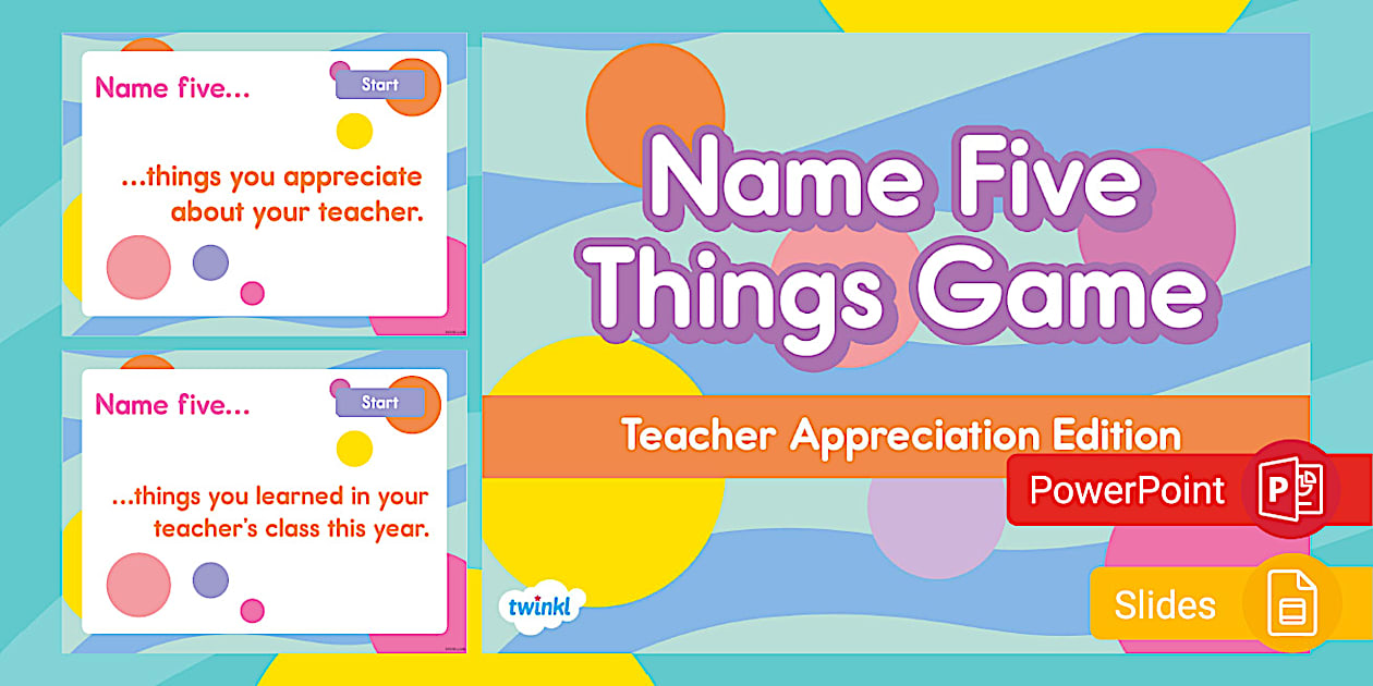 Name Five Things Game Teacher Appreciation Week - Twinkl